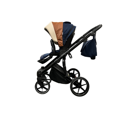 Bambini Prams Milan 2 Modern Pram Peyton Blue on Black Frame + Free ...